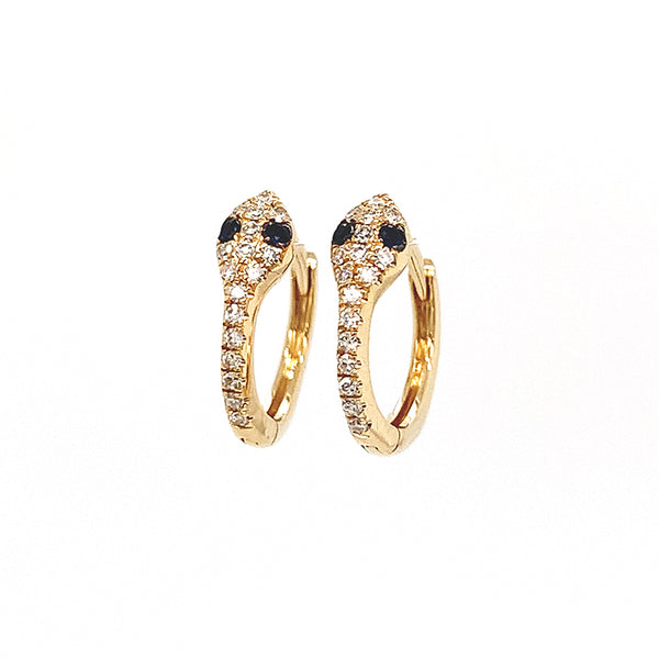 14k MINI SNAKE huggies - YG Sapphire Eyes ** - KESTREL