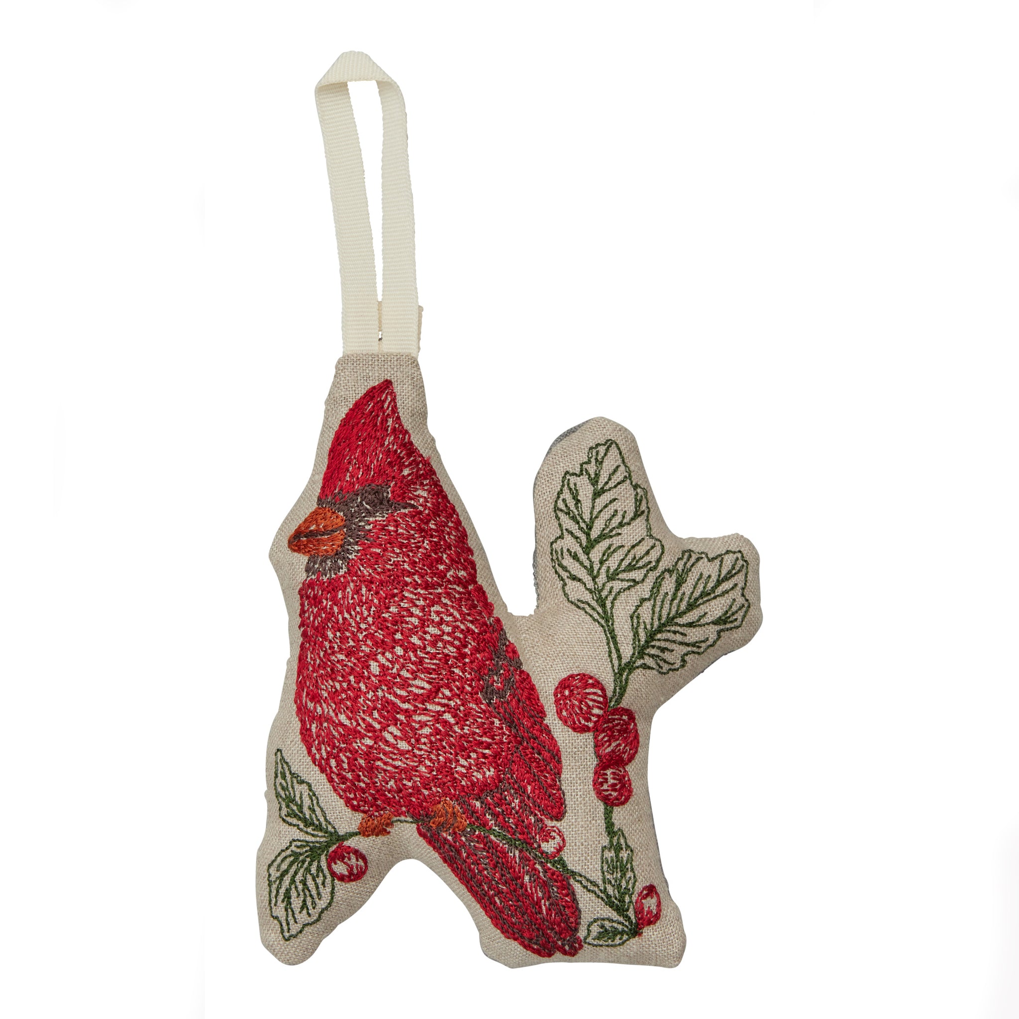 Embroidered Red Cardinal Ornament